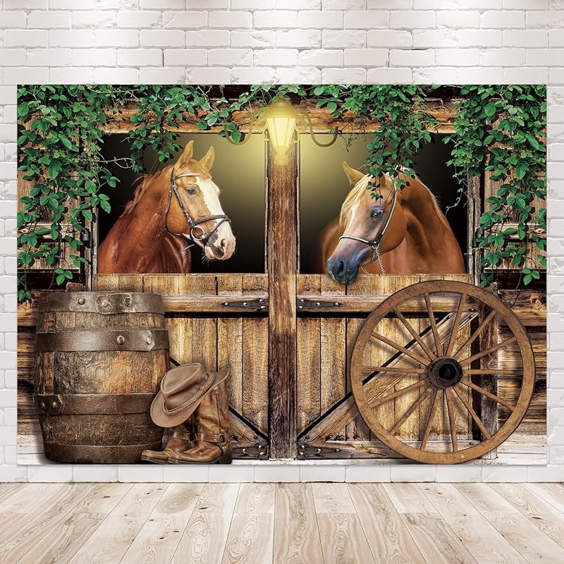 Western Cowboy Backdrop Photography Farmhouse Stable Horse Barn Door ...