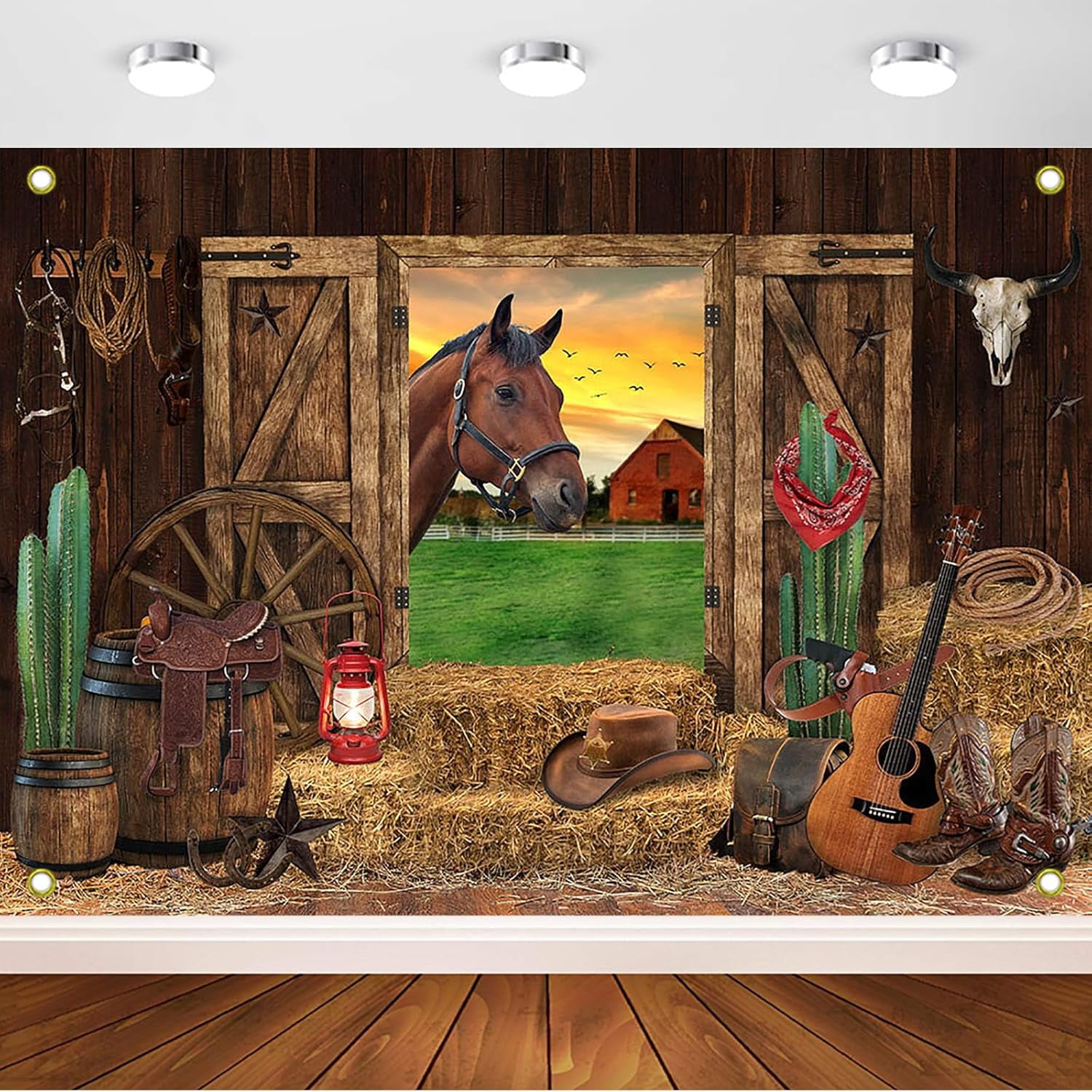 Western Cowboy Backdrop Western Rustic Horse Wooden Barn Photography ...