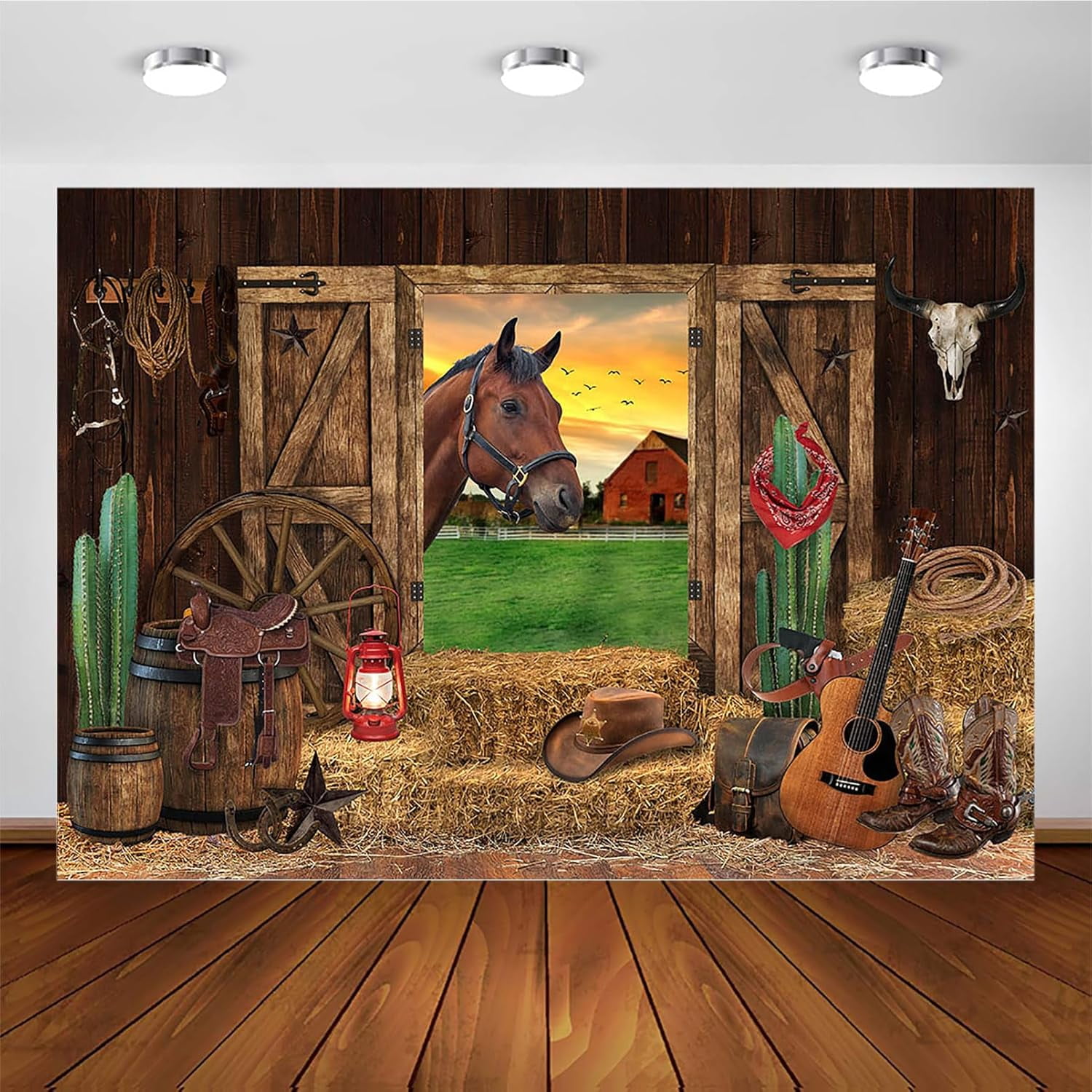 Western Cowboy Backdrop Western Rustic Horse Wooden Barn Photography ...