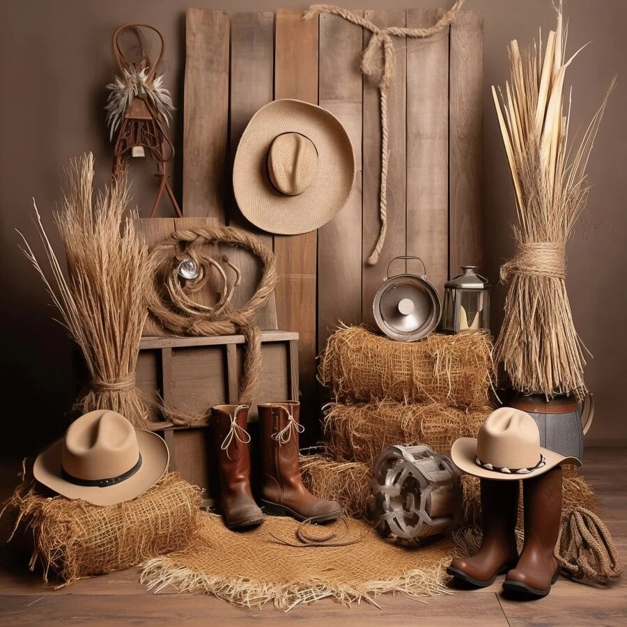 Western Cowboy Backdrop Rustic Wild West Wooden House Barn Kids Boy ...