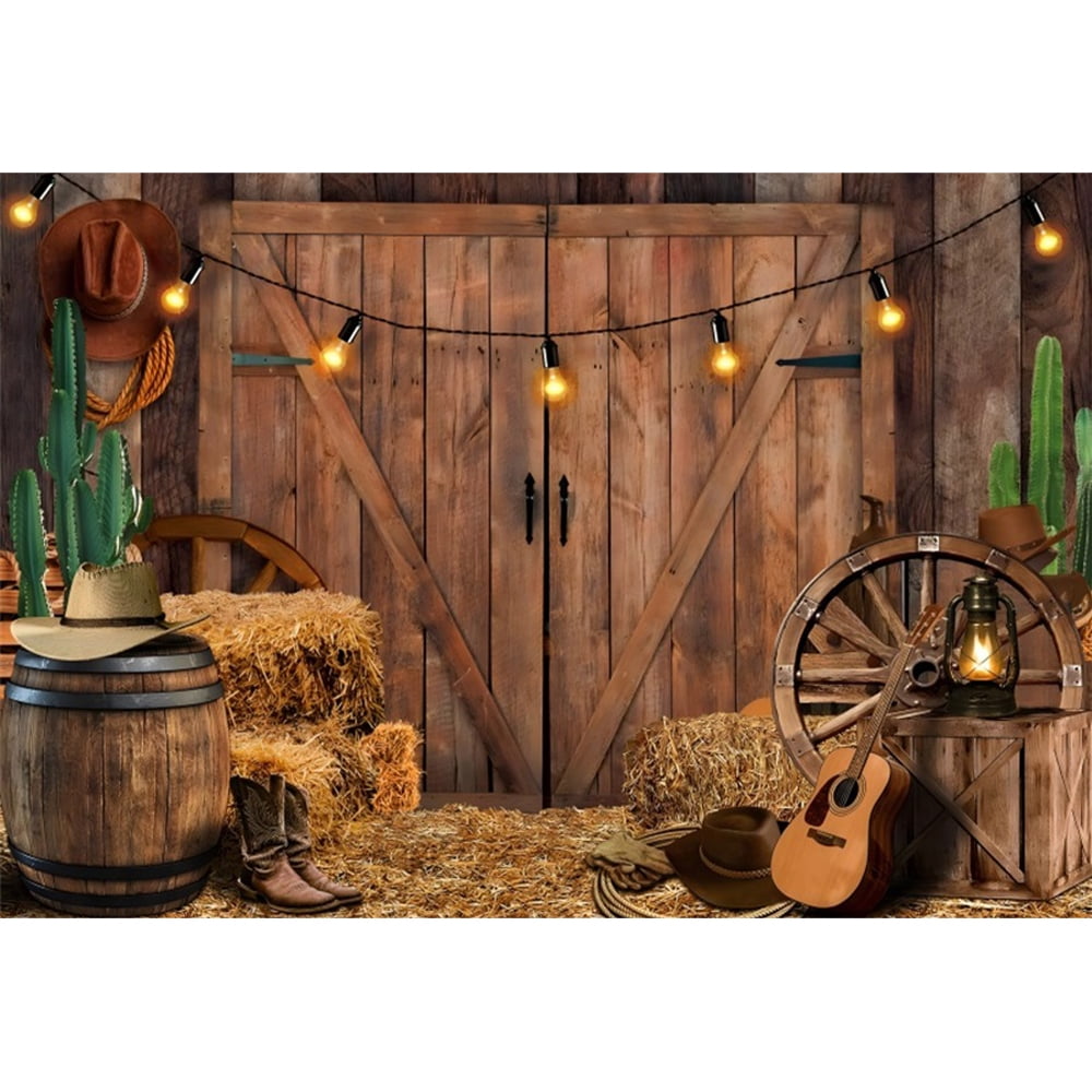 Western Cowboy Backdrop Rustic Wooden House Barn Door Photography ...