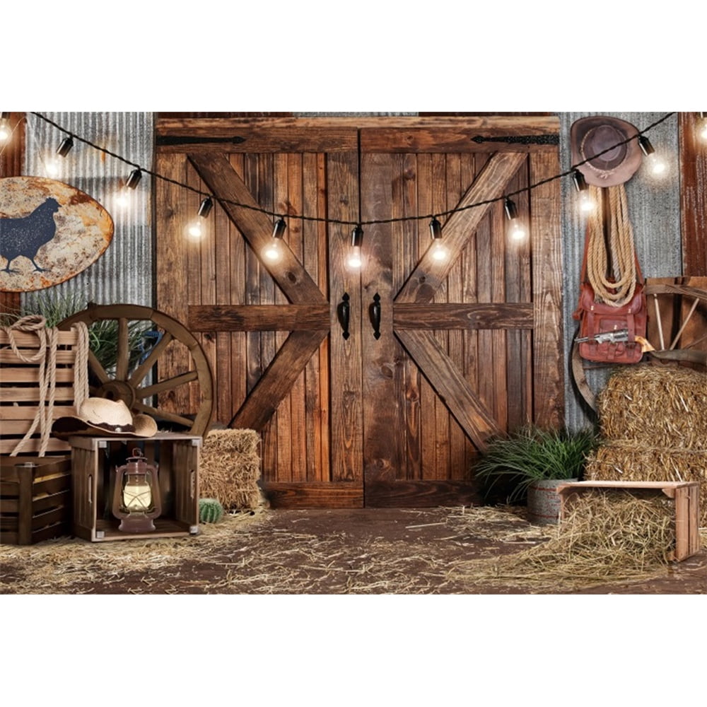 Western Cowboy Backdrop Rustic Wooden House Barn Door Photography ...