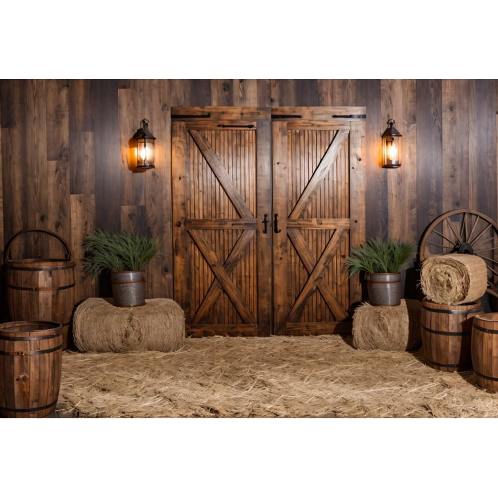 Western Cowboy Backdrop Rustic Wooden House Barn Door Photography Background for Kids Boy ...
