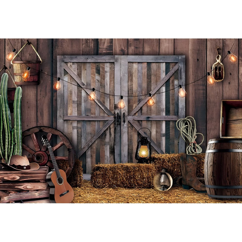 Western Cowboy Backdrop Rustic Wooden House Barn Door Photography ...