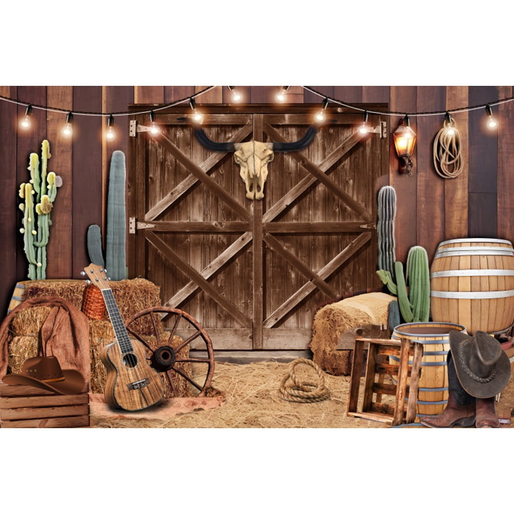 Western Cowboy Backdrop Rustic Wooden House Barn Door Photography ...