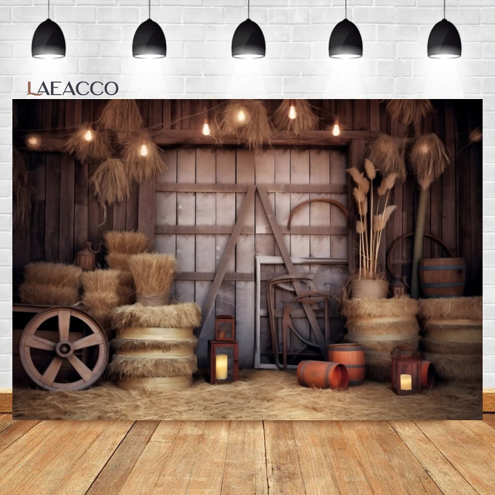 Western Cowboy Backdrop Vintage Farmhouse Wood Barn Door Field Wheels ...