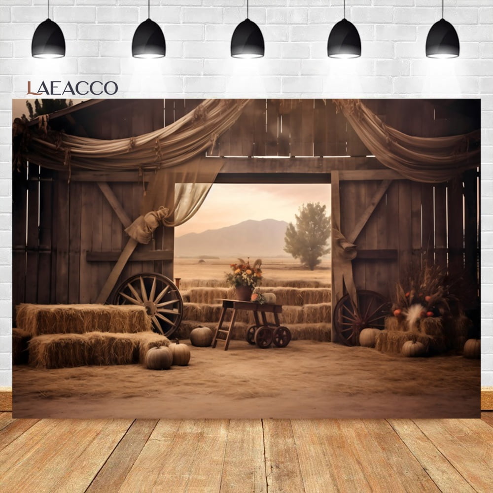 Western Cowboy Backdrop Vintage Farmhouse Wood Barn Door Field Wheels Wild West Adults Portrait ...