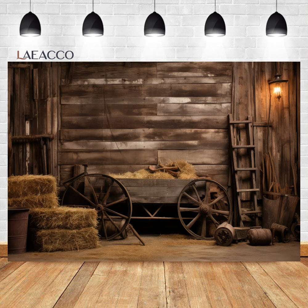 Western Cowboy Backdrop Vintage Farmhouse Wood Barn Door Field Wheels ...