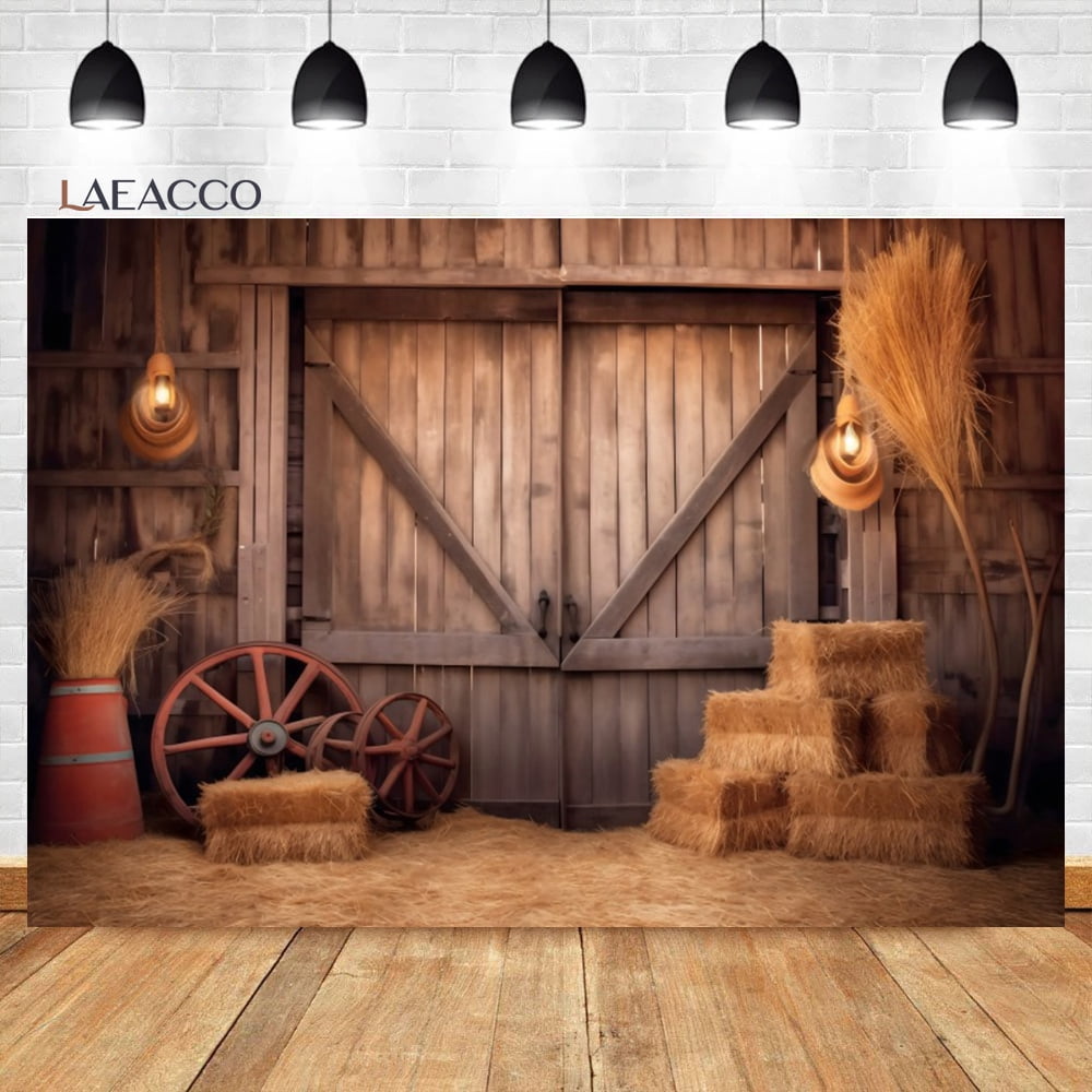 Western Cowboy Backdrop Vintage Farmhouse Wood Barn Door Field Wheels ...