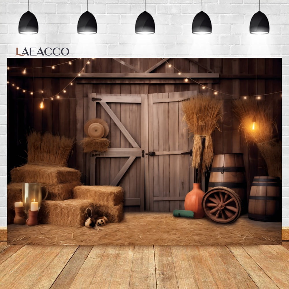 Western Cowboy Backdrop Vintage Farmhouse Wood Barn Door Field Wheels ...
