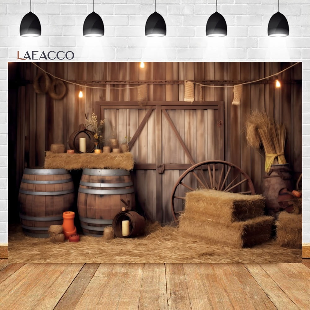 Western Cowboy Backdrop Vintage Farmhouse Wood Barn Door Field Wheels ...