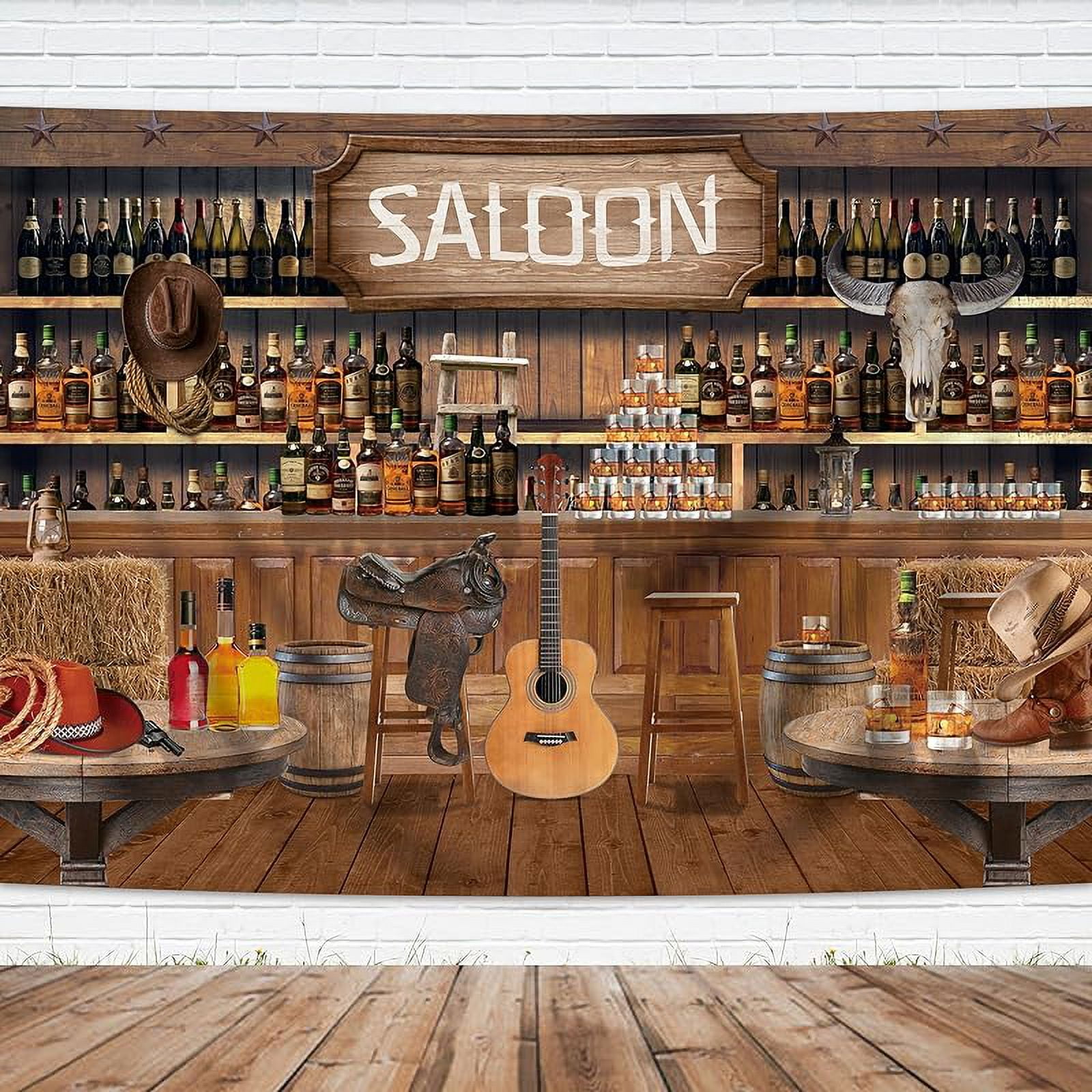 Western Cowboy Backdrop Vintage Retro Country Bar Saloon Farmhouse ...