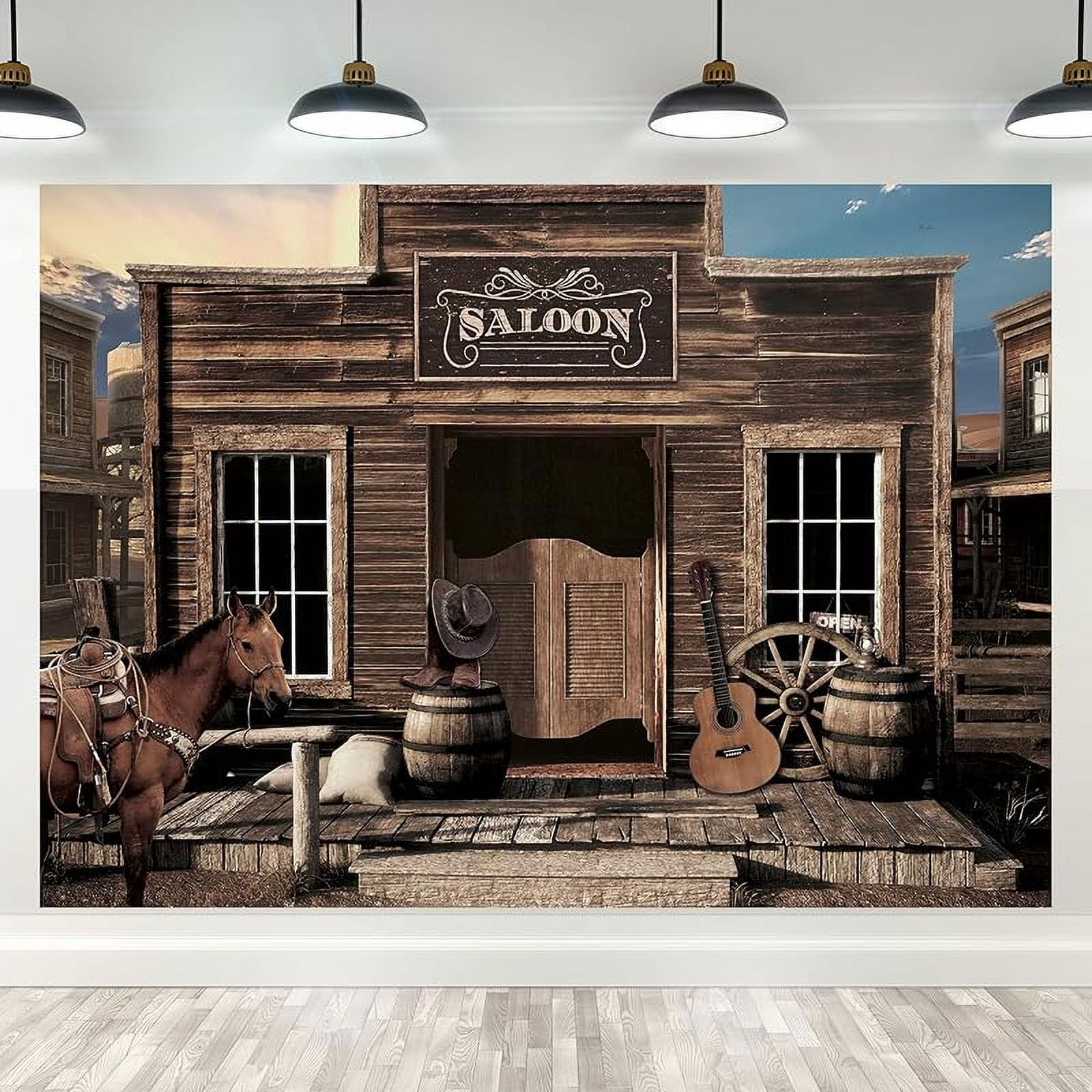 Western Cowboy Backdrop Vintage Retro Country Bar Saloon Farmhouse ...