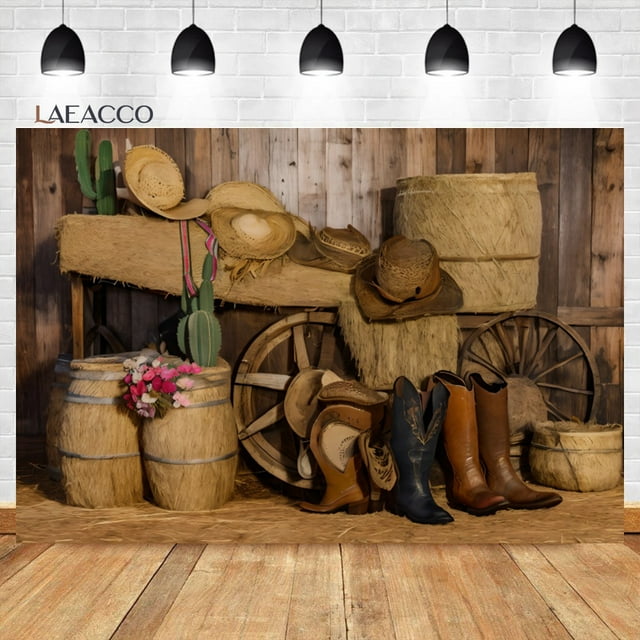 Western Cowboy Backdrop Vintage Wooden House Granary Barn Door Kids ...