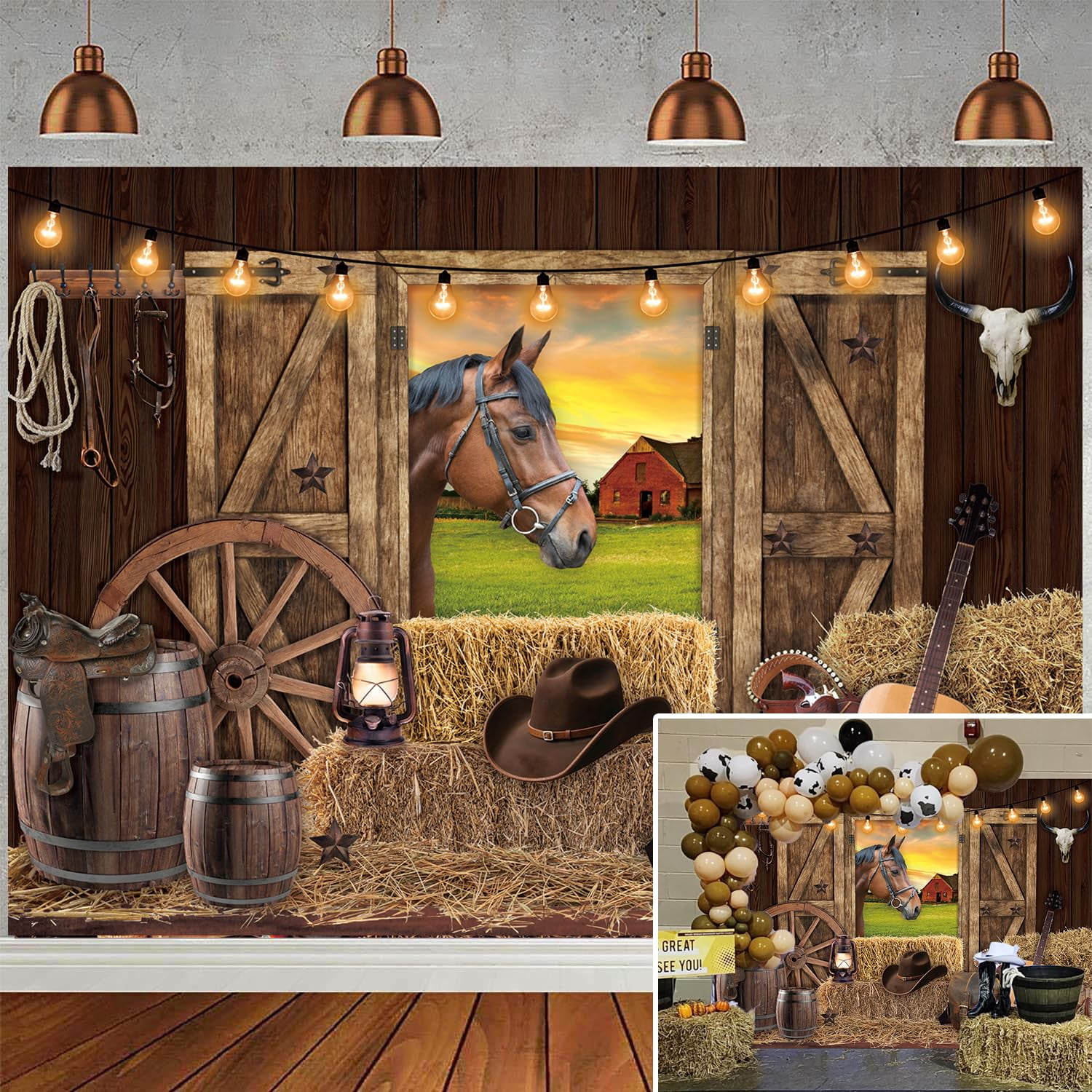 Western Cowboy Backdrop West Rustic Wooden House Farm Barn Door ...
