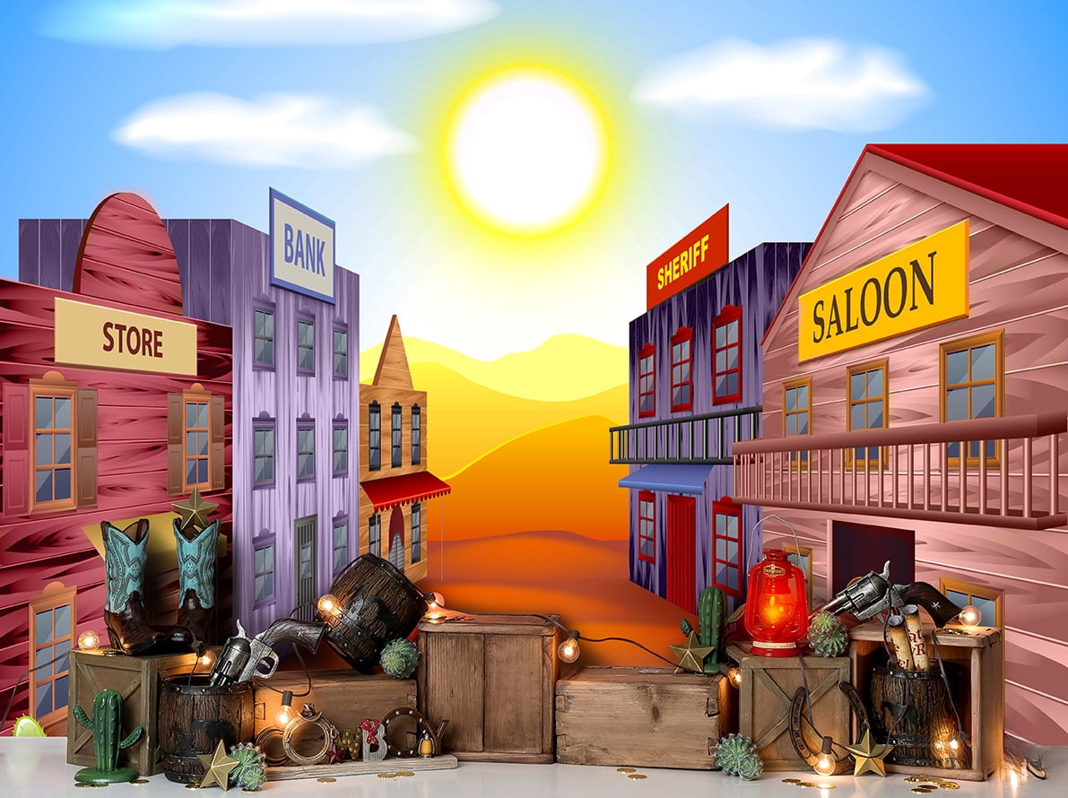 Western Cowboy Backdrop Western Party Decorations Wild West Vintage ...