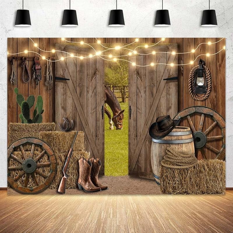 Western Cowboy Backdrop Western Party Decorations Wild West Vintage Wooden Rustic Wooden House ...