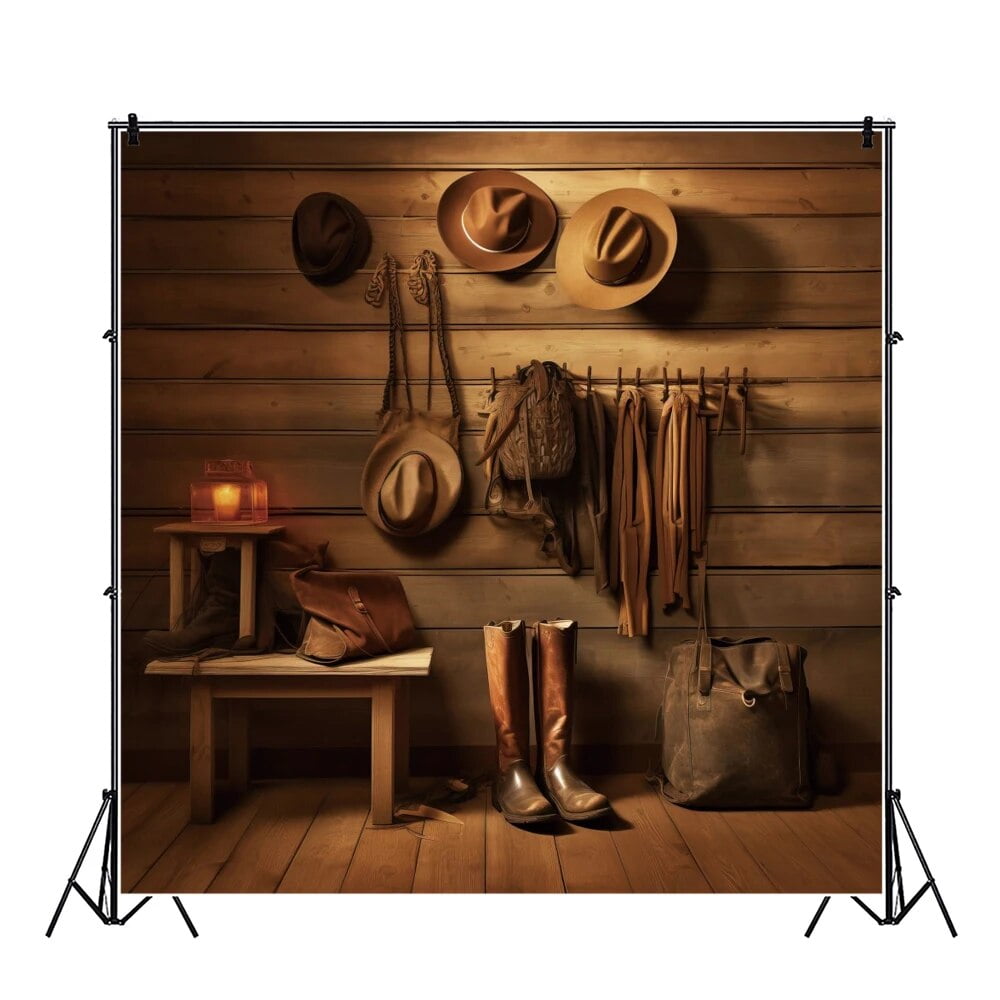Western Cowboy Backdrop Western Rustic Log Cabin Door Barn Guitar Baby ...