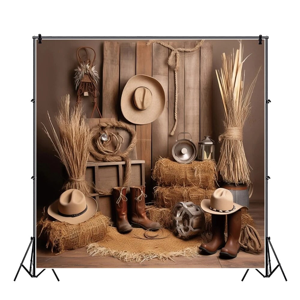 Western Cowboy Backdrop Western Rustic Log Cabin Door Barn Guitar Baby ...