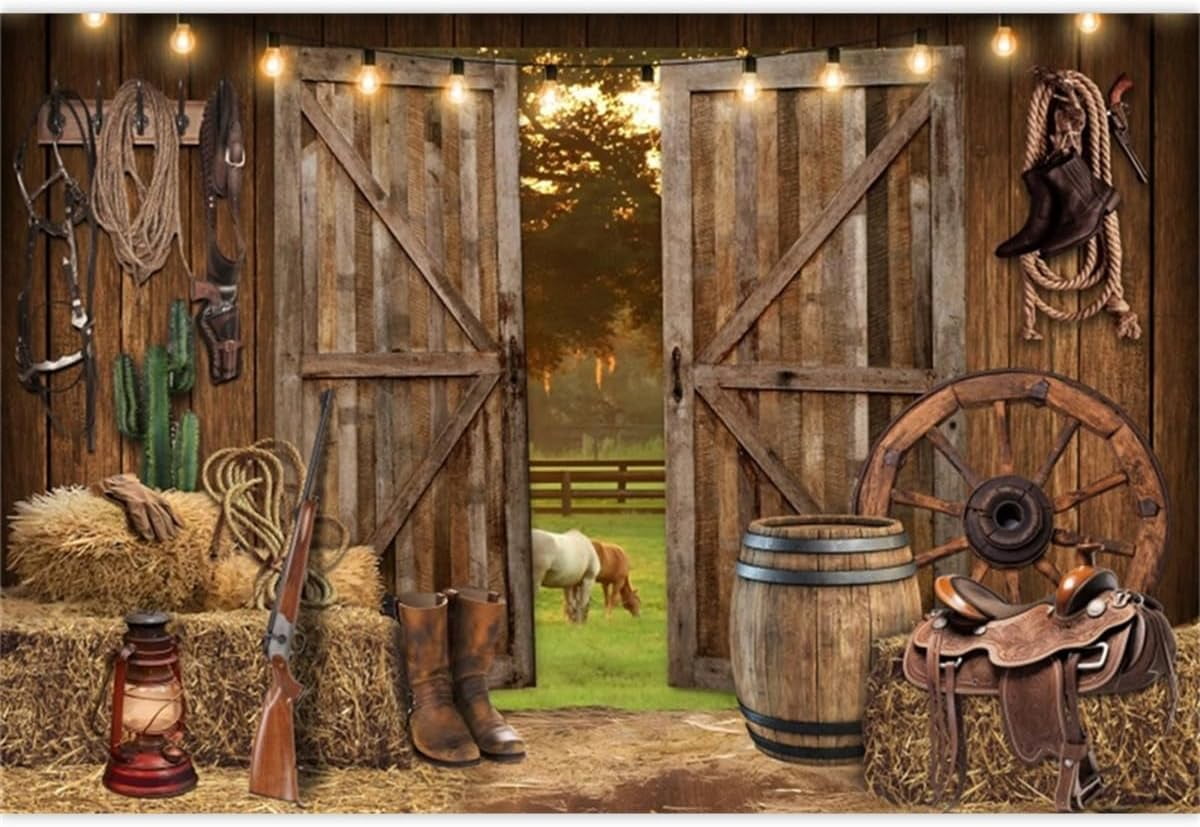 Western Cowboy Backdrop, Wild West Rustic Barn Backdrop, Western Theme ...