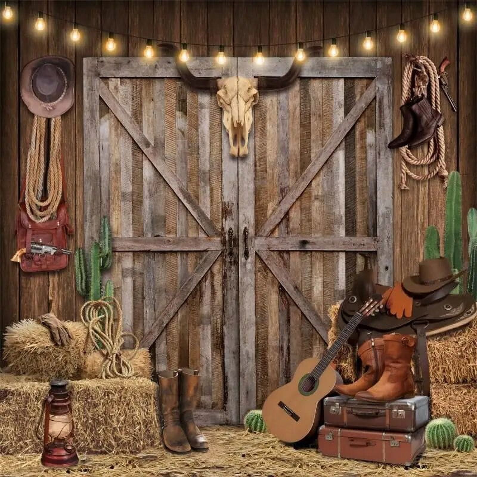 Western Cowboy Backdrop Wild West Vintage Wooden House Barn Door Cowboy ...