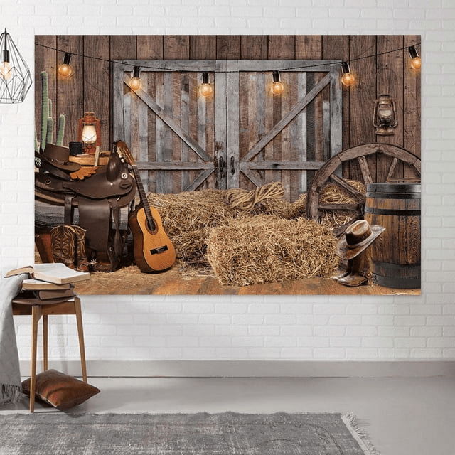 Western Cowboy Backdrop Wooden Village Door Photograph Backdrop West ...