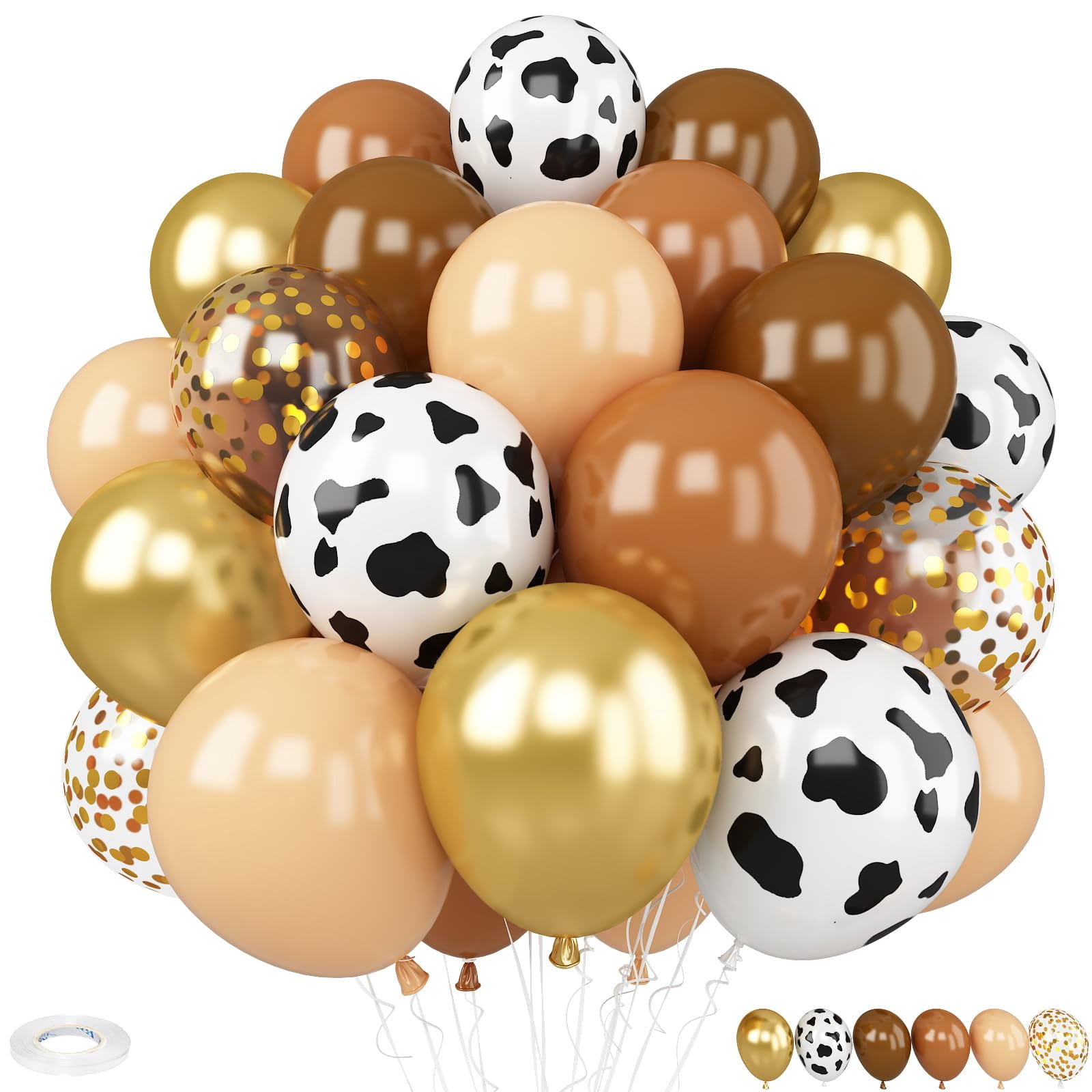 Western Cowboy Balloons, 30Pcs IFF17 12inch Brown Nude Gold Confetti ...