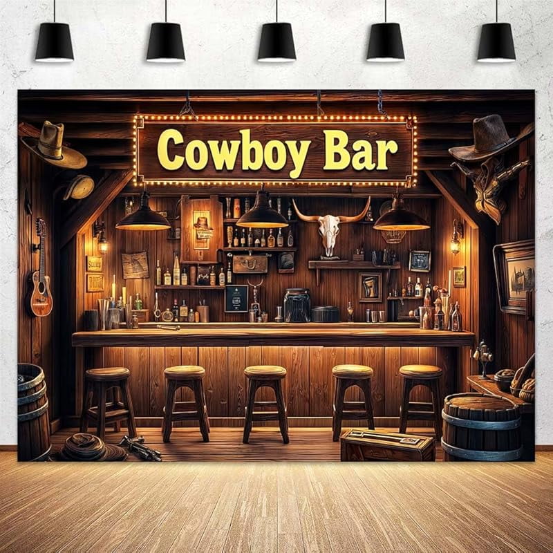 Western Cowboy Bar Backdrop Party Decorations Country Vintage Wild West ...