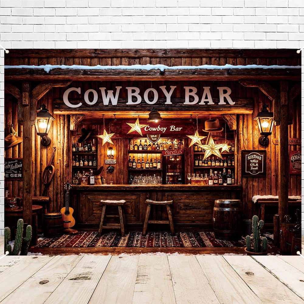 Western Cowboy Bar Backdrop Rustic Wooden Bar Counter Photography ...