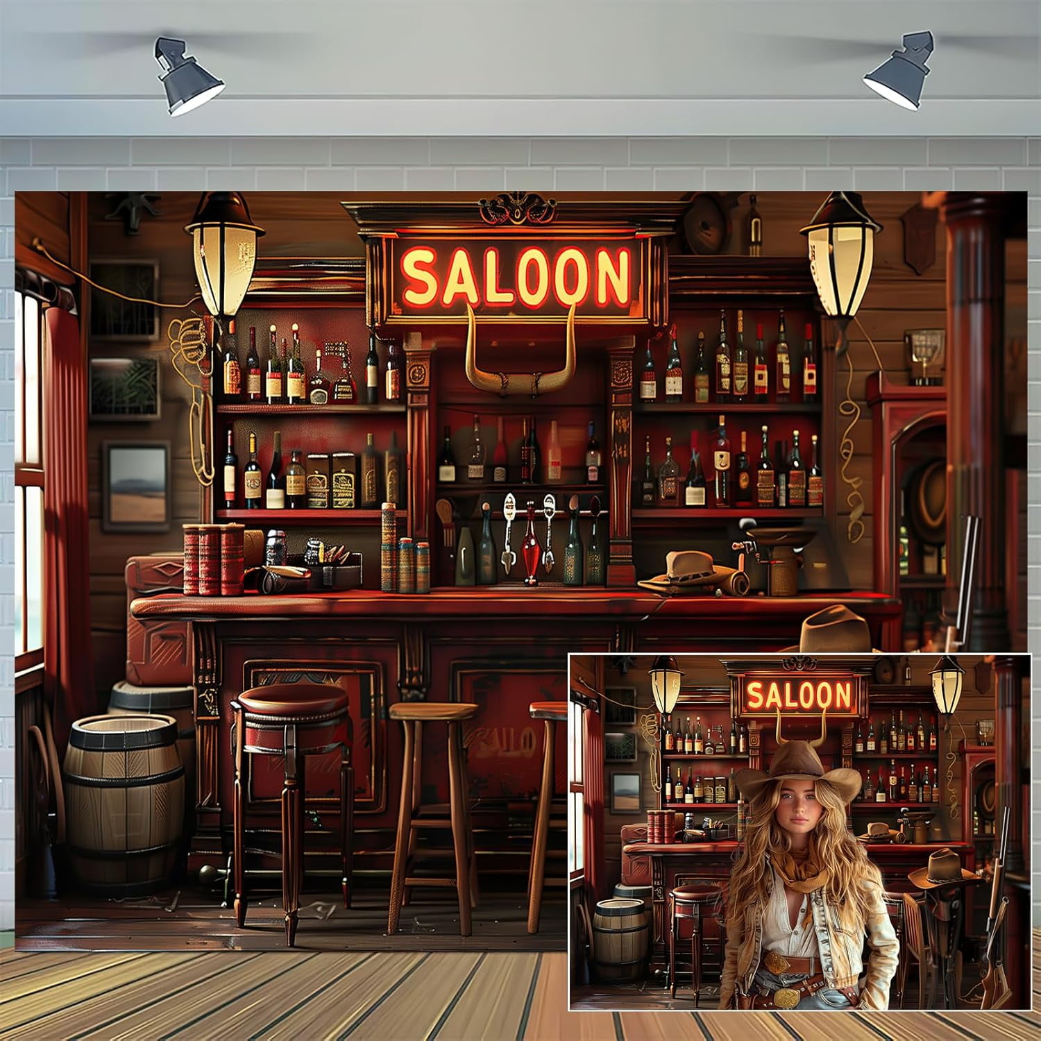 Western Cowboy Bar Backdrops Pub Bar Counter Backdrop Whisky Wine ...
