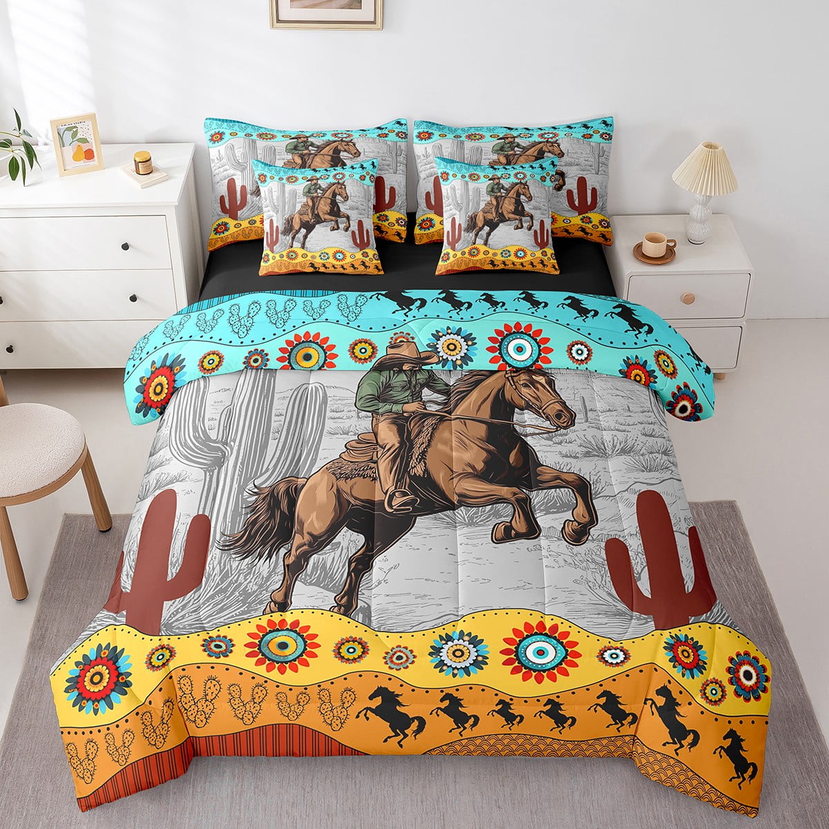 Western Cowboy Bed in a Bag King Size 7 Piece Teens Rustic Farmhouse ...