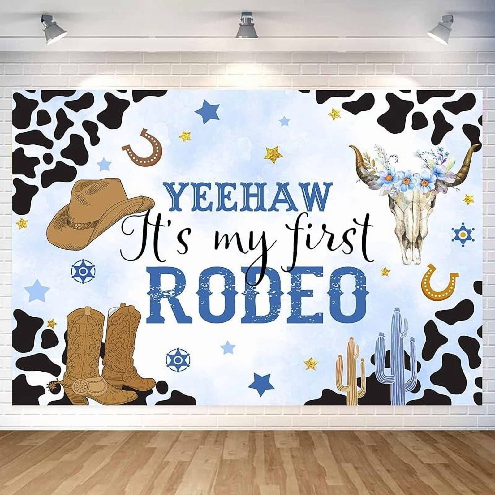Western Cowboy Birthday Backdrop Blue Birthday Photography Backdrop My ...