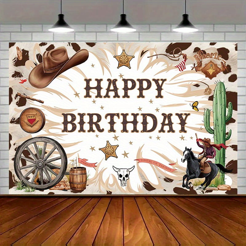 Western Cowboy Birthday Backdrop Brown Wild West Rodeo Baby Shower ...
