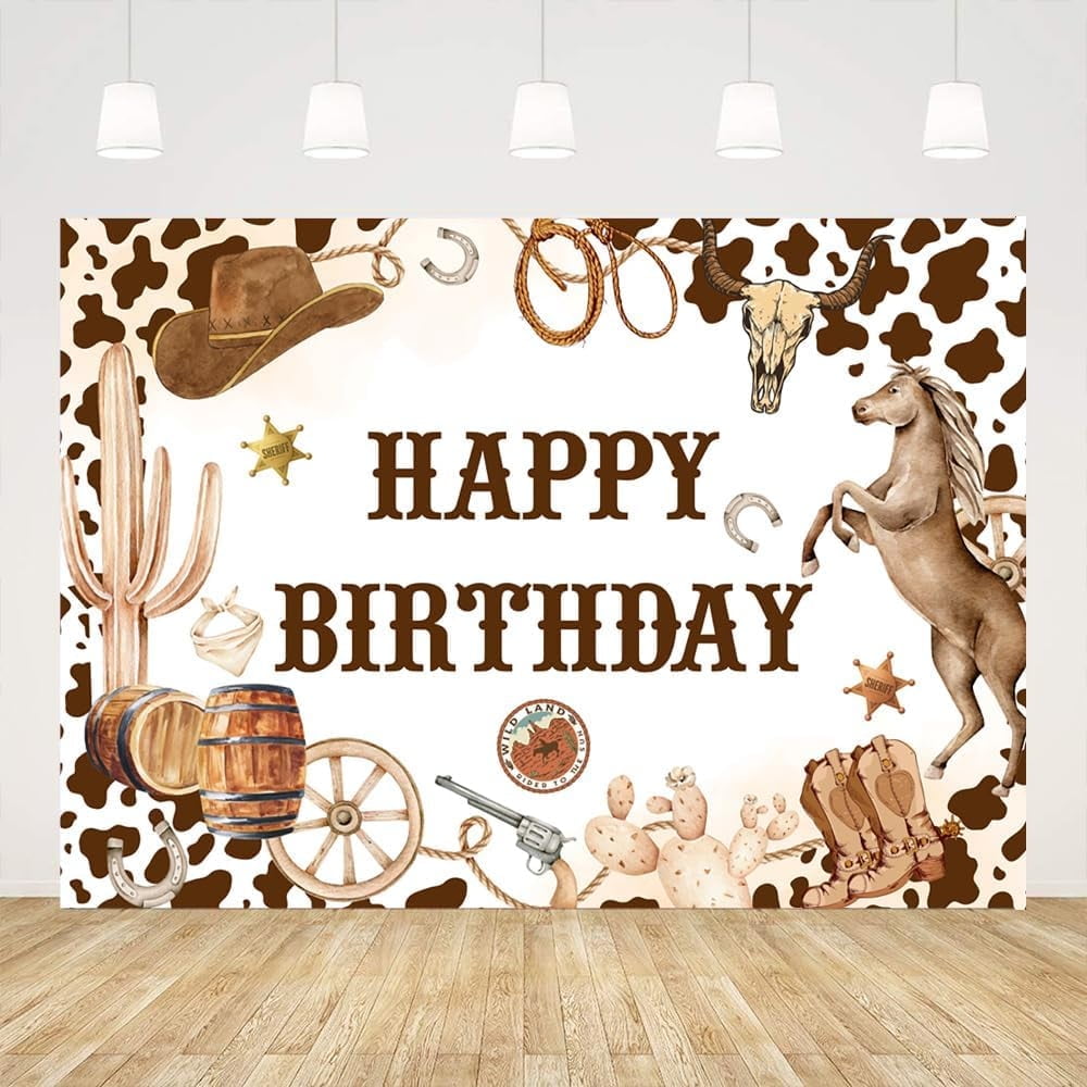 Western Cowboy Birthday Backdrop Cowboy Backdrop for Birthday Party ...