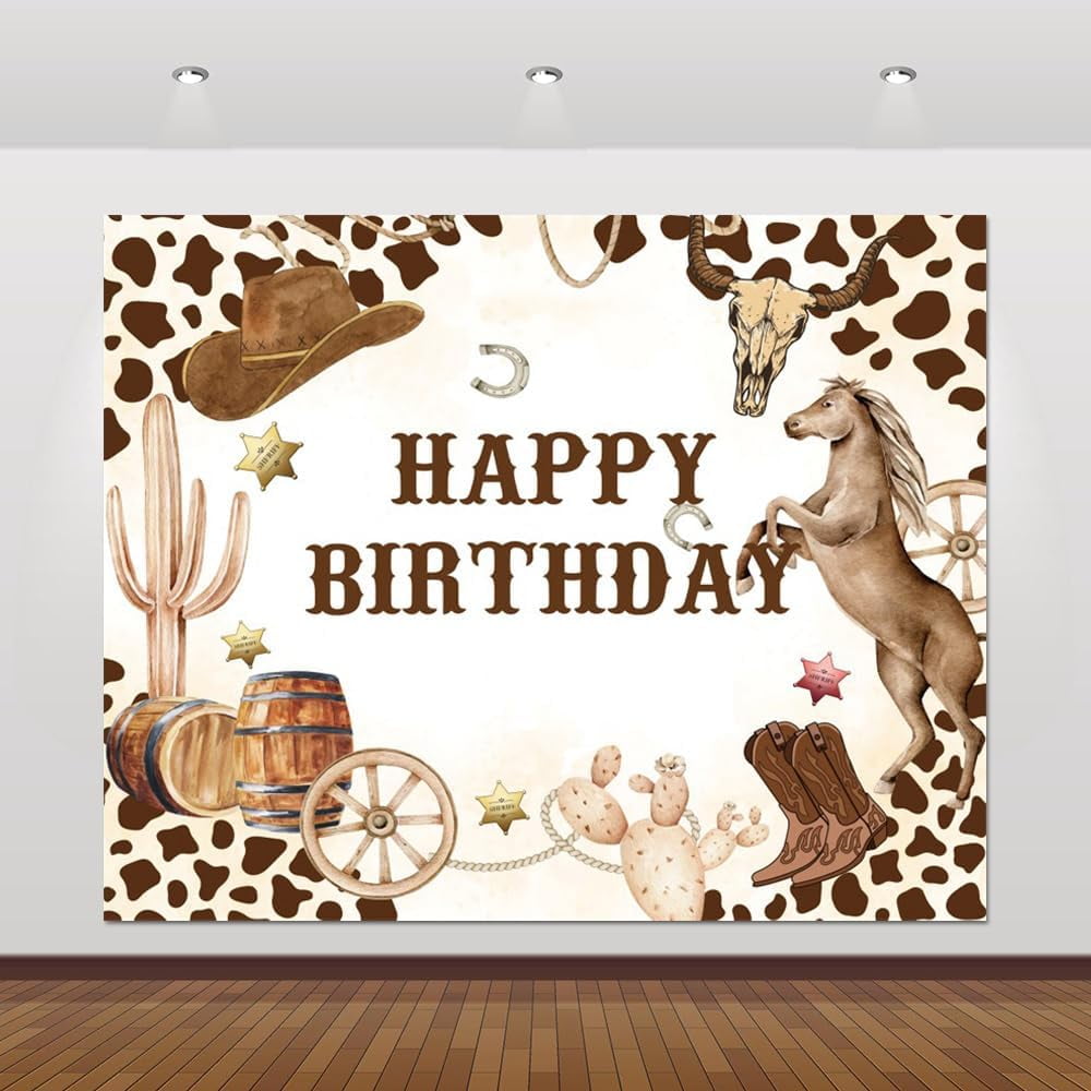 Western Cowboy Birthday Backdrop Cowboy Birthday Backdrops Western ...