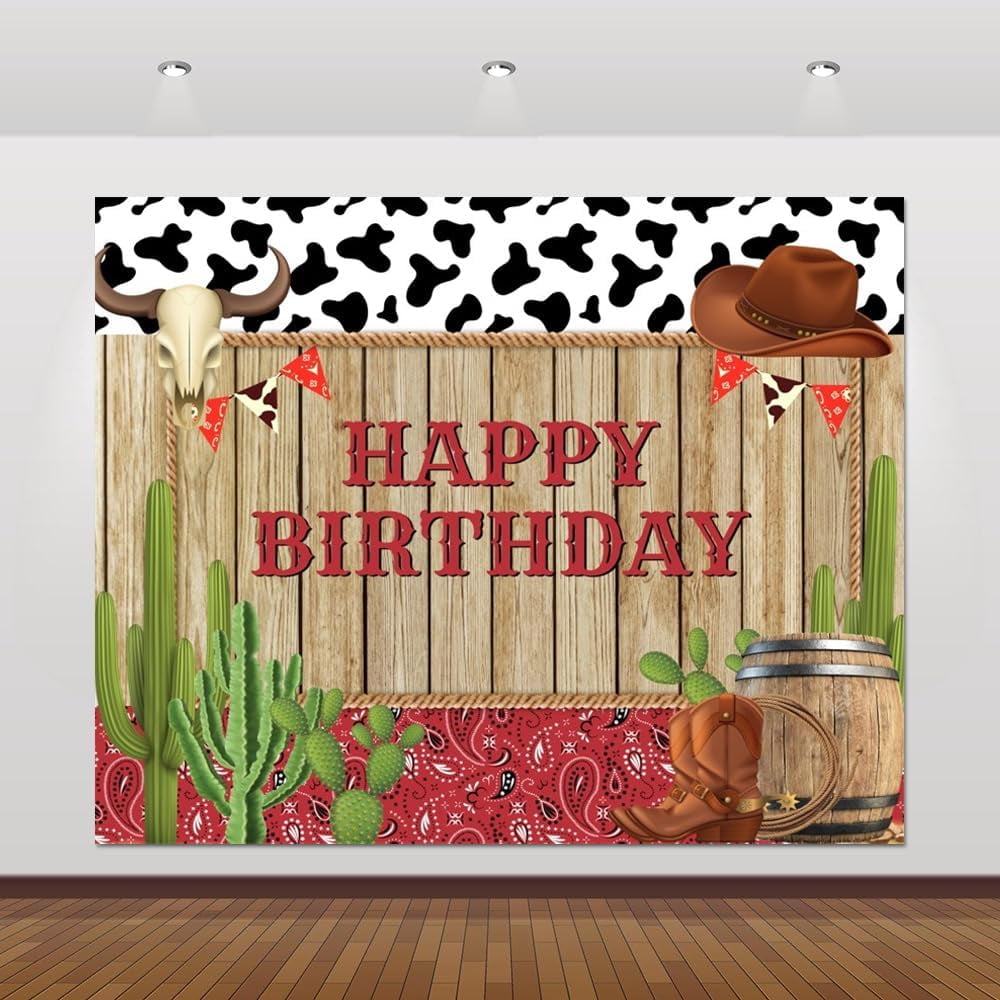 Western Cowboy Birthday Backdrop Cowboy Cowgirl Birthday Party ...