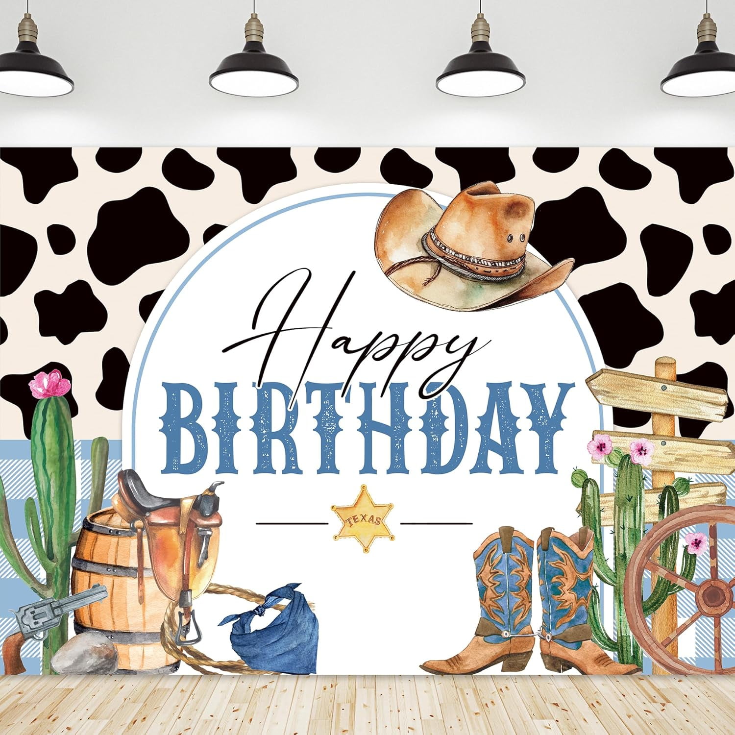 Western Cowboy Birthday Backdrop Polyester Rustic Country Farmhouse ...
