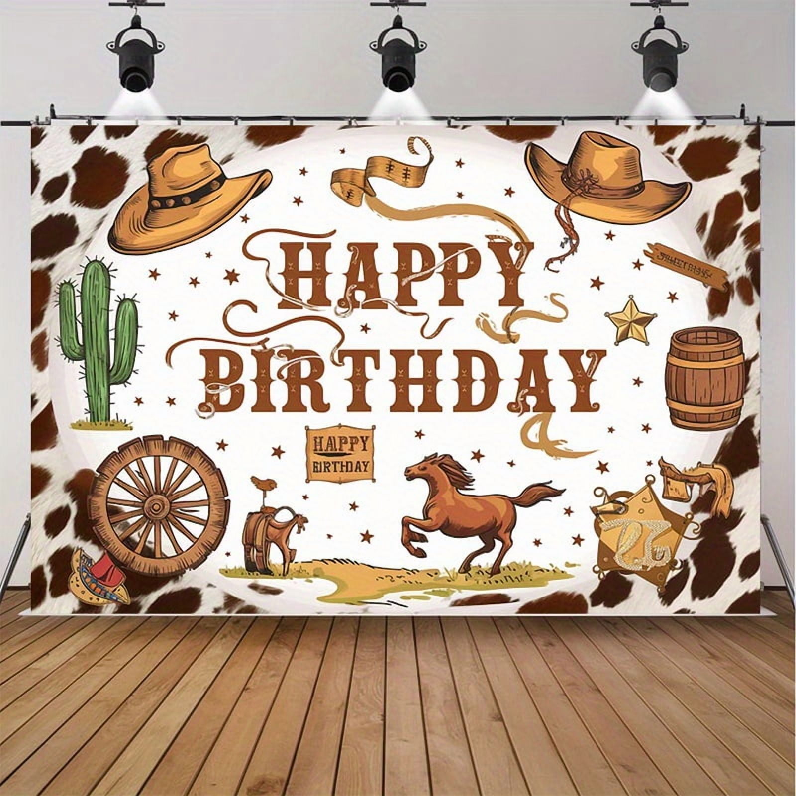 Western Cowboy Birthday Backdrop Wild West Rodeo Happy Birthday ...