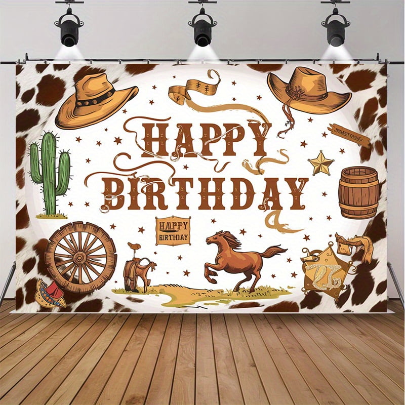 Western Cowboy Birthday Backdrop Wild West Rodeo Happy Birthday ...