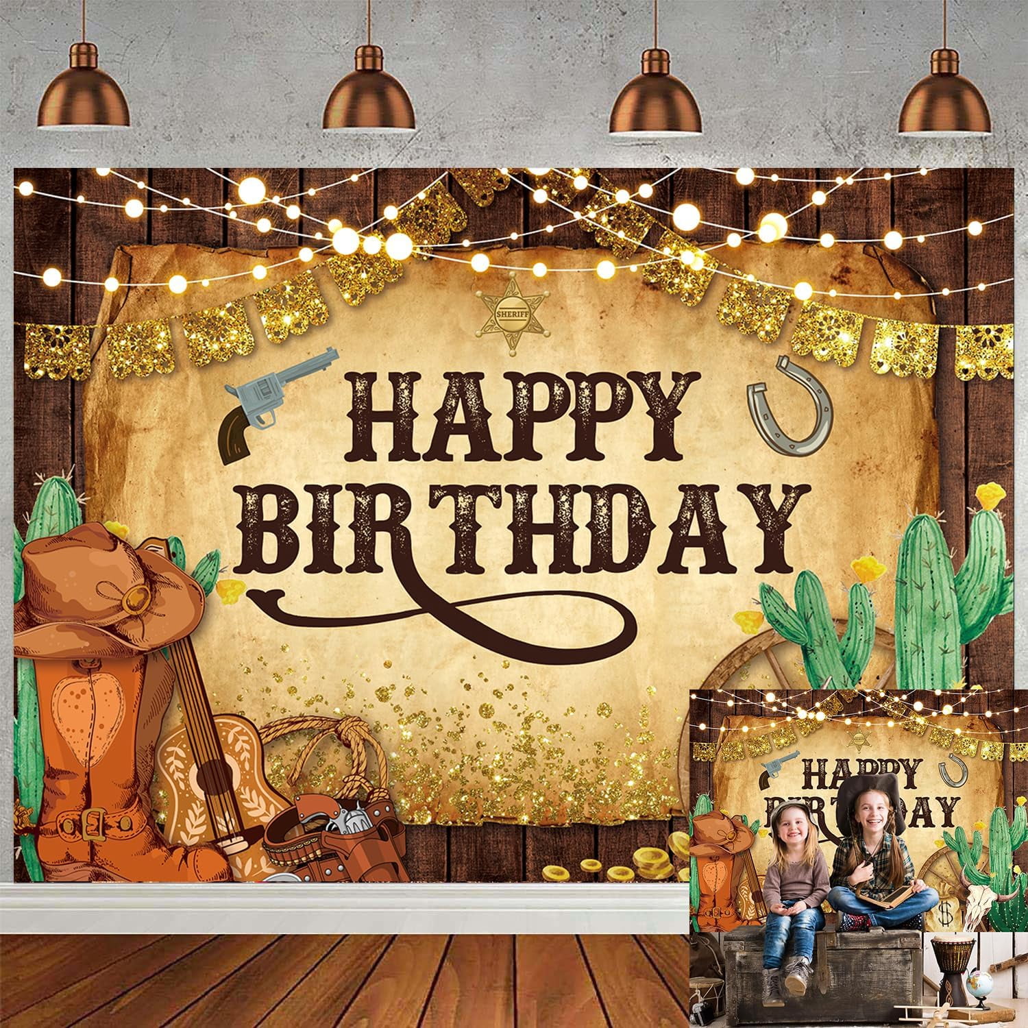 Western Cowboy Birthday Backdrop Wild West Rodeo Rustic Wooden House ...