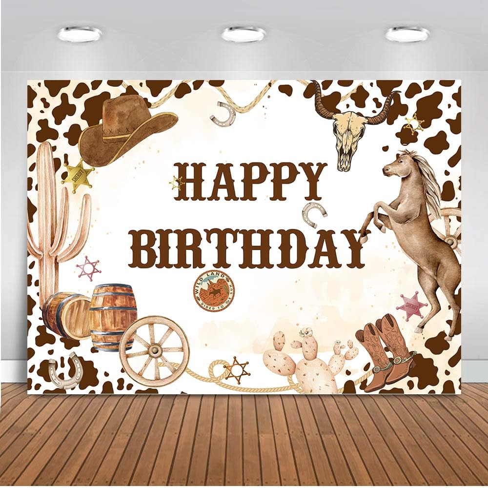 Western Cowboy Birthday Backdrops Cowboy Backdrop for Birthday Party ...