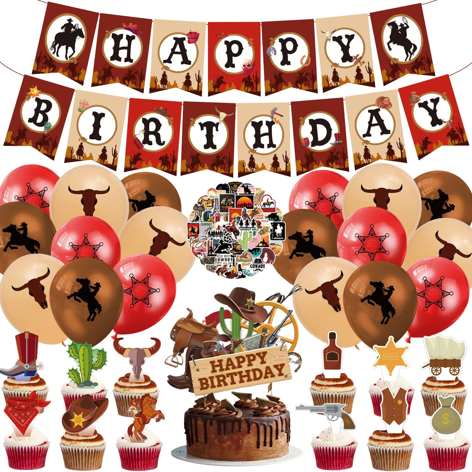 Western Cowboy Birthday FEV6 Party Decoration kit - Pack of Classic ...