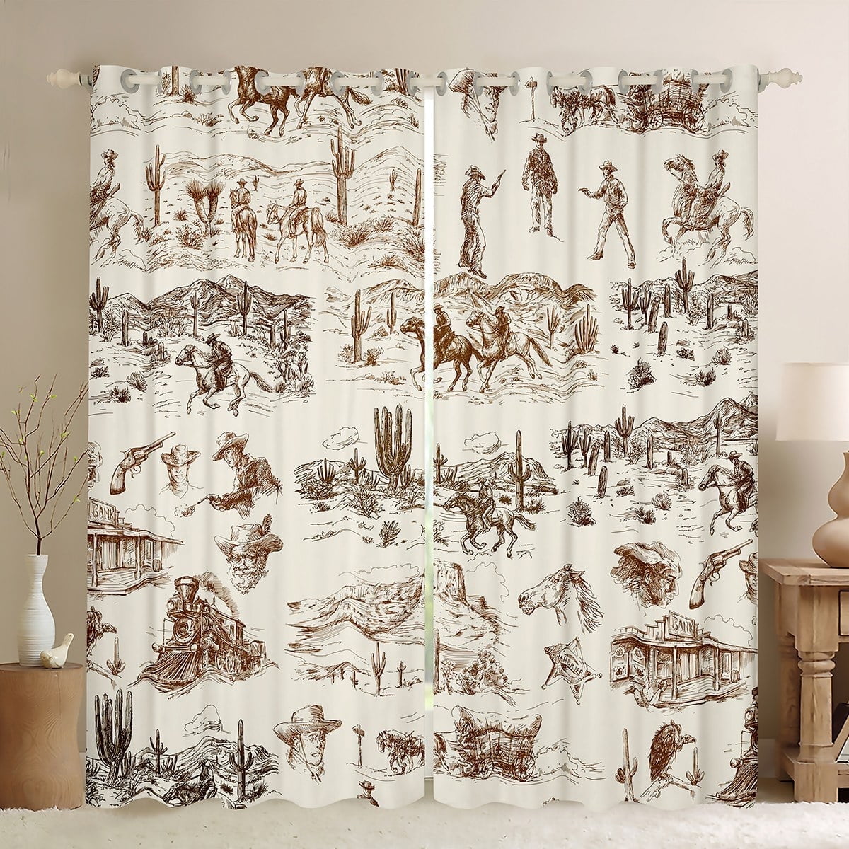 Western Cowboy 30%-50% Blackout Curtains American Wild West Desert ...