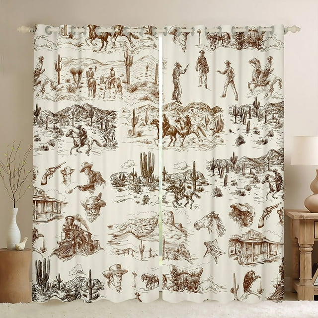 Western Cowboy Blackout Curtains American Wild West Desert Curtains ...