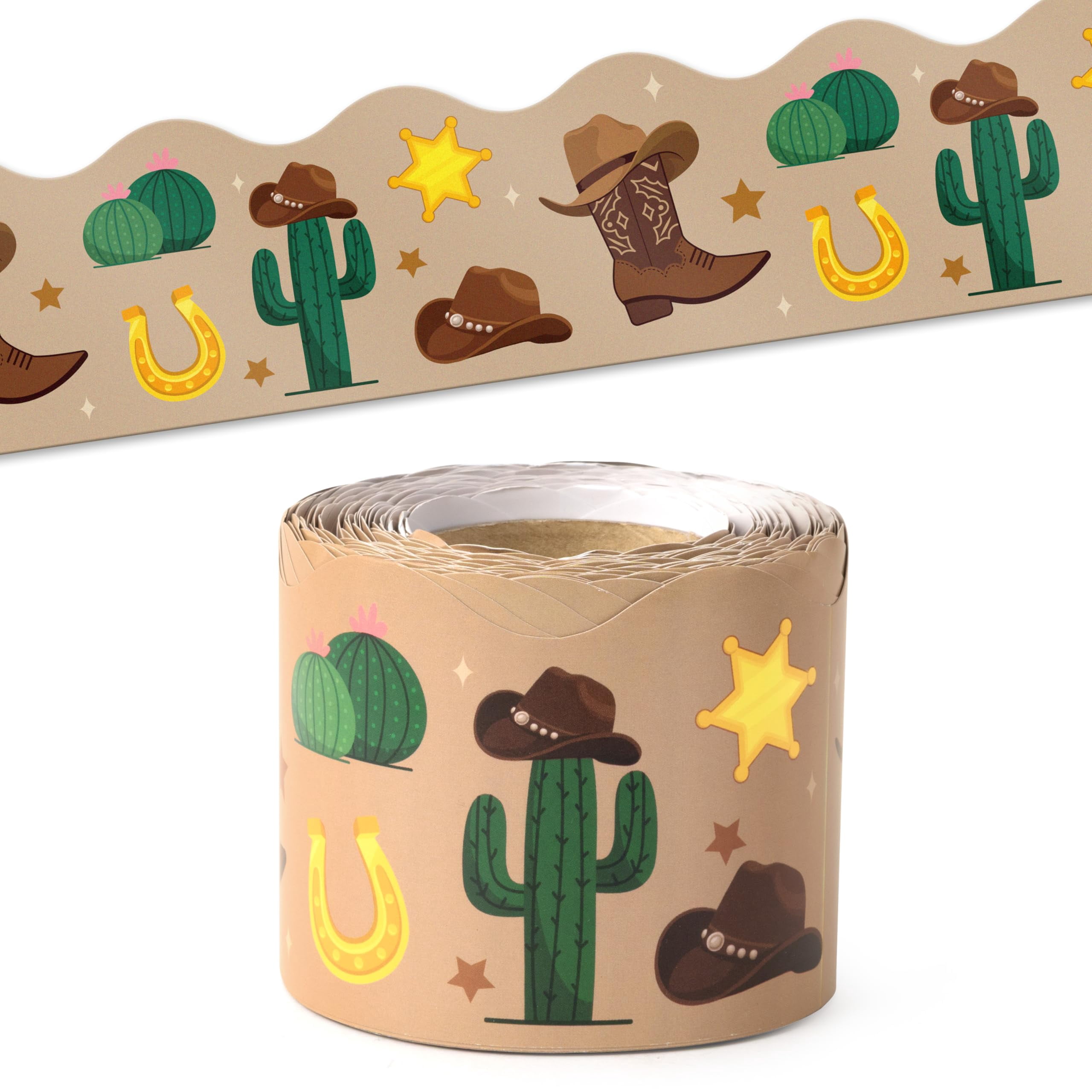 Western Cowboy Border Trim - 65ft To School Themed Light Brown Rolled ...