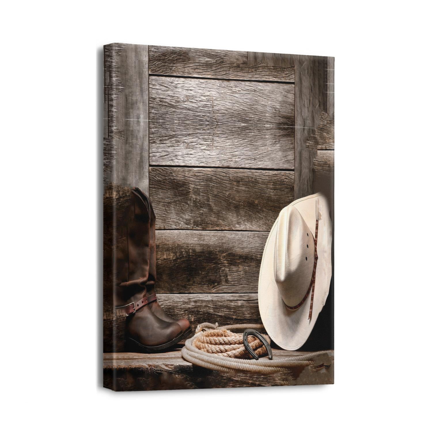 Western Cowboy Canvas Wall Art - American Cowboy Hat and Boots ...