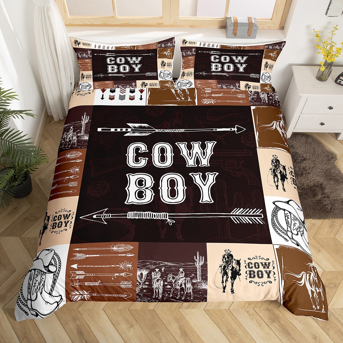 Western Cowboy Comforter Cover Riding Horse King Bedding Sets For Boys ...
