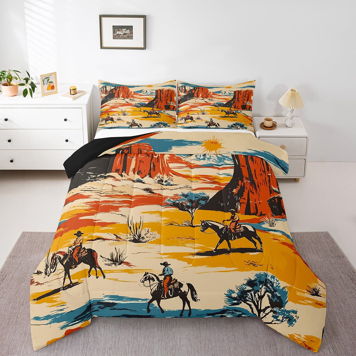 Western Cowboy Comforter Set Full Size American Wild West Desert ...