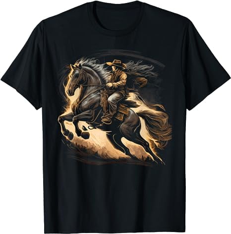 Western Cowboy Cool Graphic T-Shirt Vintage Casual T-shirt for Men ...