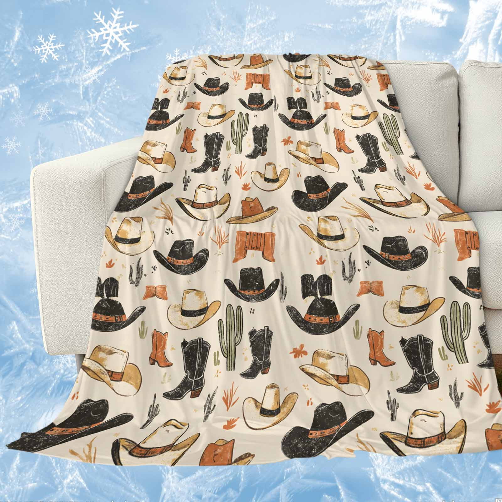 Western Cowboy Cooling Blanket, Lightweight Breathable Summer Throw ...